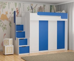 Poschoďová postel Dorian + skříně - modrá