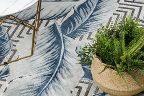 Dywany Łuszczów, Kusový koberec Botanic 65242 Feathers grey – na ven i na doma, 157x220, modrá, chodba / předsíň