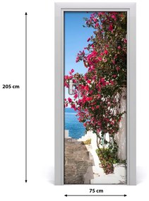 Fototapeta samolepící na dveře řecké uličky 75x205 cm