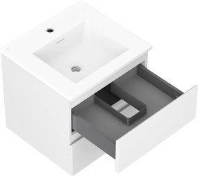 Mexen Orio, koupelnová skříňka 50 cm s umyvadlem Otis, 2 zásuvky, bílá matná, 91A10-05047-2-BFF01-W18M01