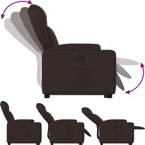 Elektrické zvedací polohovací křeslo tmavě hnědé textil 3204511
