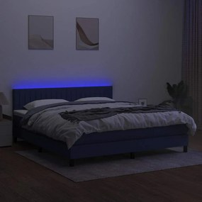 Box spring postel s matrací a LED modrá 180x200 cm textil 3133339