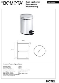 Bemeta Design Odpadkový koš, 20 l, nerez, lesk -