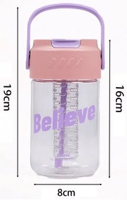 Flamenco Mystique BPA-free láhev na vodu s košíkem a brčkem 600 ML Fortune BD22