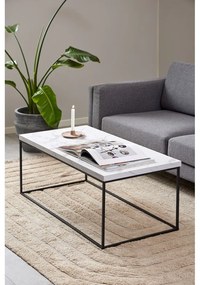 Bílý konferenční stolek s deskou v dekoru mramoru 55x110 cm Barossa – Actona