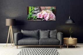 Obraz na skle Bambus Kameny Zen Květiny 120x60 cm