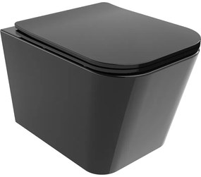 Mexen Teo WC mísa Rimless s pomalu spouštěcí deskou slim, duroplast, černý lesk - 30854070