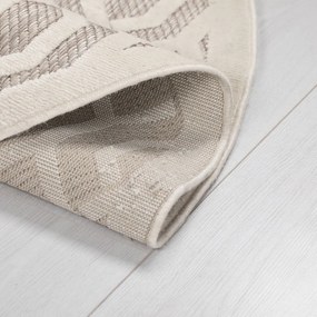 Flair Rugs, Kusový koberec Piatto Mondo Natural kruh – na ven i na doma, 160x160 (průměr) kruh, béžová, chodba / předsíň