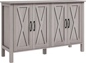 HOMCOM Nízká Skříň v Rustikálním Stylu s 2 Nastavitelnými Policemi, TV Bufet pro do 55 palců s 4 Dřevěnými Dvermi, 120x37x75 cm, Šedá | Aosom