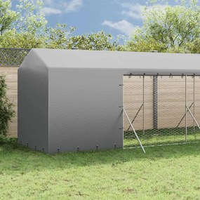 Venkovní psí kotec se střechou stříbrný 2 x 14 x 2,5 m ocel 3190493