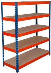 Fistar Regál 216x180x40 cm PROFESIONÁLNÍ lakovaný 5-policový, nosnost 2000 kg - MODRO-ORANŽOVÝ