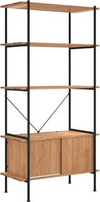5patrový policový regál se skříňkou 80x40x163cm ocel a kompozit 336355