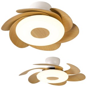 Matra 8704 Flower, rozvinovací ventilátor se svítidlem a dálk. ovladačem, LED 24W 2700-5000K, dřevěná, průměr 50/79cm
