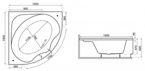 Polimat Akrylátová symetrická vana Standard 150x150 S