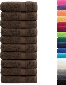 Prémiové ručníky SOLUND 10 ks hnědé 50x100 cm 600 g/m² 137235