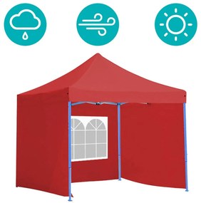 Skládací zahradní pavilon - různé typy - 2,9x2,9m - červená - pavilon+boční stěna+přenosná taška