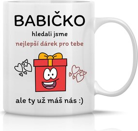 NEJLEPŠÍ DÁREK PRO BABIČKU - klasický bílý keramický hrníček 300 ml