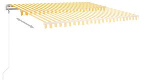 Automatická zatahovací markýza se sloupky 4,5 x 3 m žlutobílá,  3070168