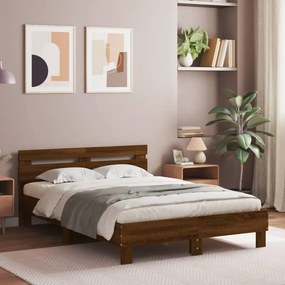 Rám postele s čelem hnědý dub 135 x 190 cm kompozitní dřevo 3207447