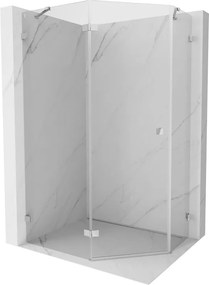Mexen Lunar, Pětiúhelníkový sprchový kout Mexen Lunar s výklopným levým oknem 100 x 80 cm, 8mm čiré sklo, chromový profil, 831-100L-080P-01-00-L