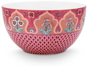 Pip Studio Flower Festival miska Ø18cm, tmavě růžová (Větší miska z tenkostěnného porcelánu Scallop Deco Dark PInk)