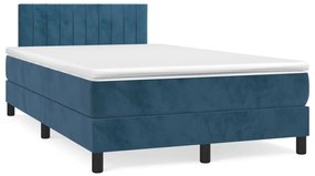 Box spring postel s matrací a LED tmavě modrá 120x190 cm samet