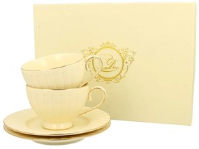 Porcelánový šálek na noze s podšálkem Ecru Nina 220 ml sada 2ks