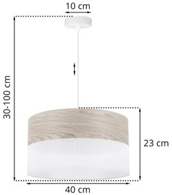 Light Home Závěsné svítidlo Wood, 1x světle béžová dubová dýha/bílé plastové stínítko, (fi 40cm)