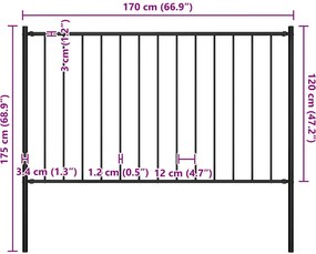 Plotový panel Woerden se sloupky ocelový 1,7x1,25 m černý 145211