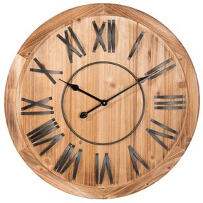 Dřevěné hodiny s kovovými číslicemi - Ø 70*5 cm