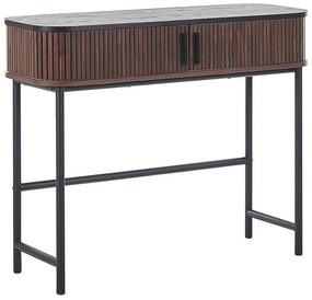 Konzolový stolek tmavé dřevo/ černý JOSE Beliani