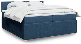 Box spring postel s matrací modrá 200x200 cm textil 3287562