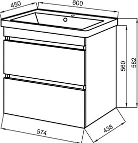 Lavedo Monaco II 60 koupelnová skříňka s umyvadlem