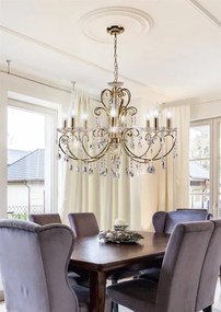 Zlatý křišťálový lustr Aurora pro žárovku 8x E14  - Candellux