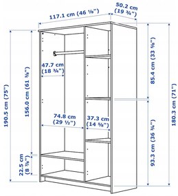 IKEA BRIMNES Skříň 3dveřová bílá 117x190 cm