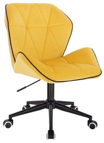 LuxuryForm Židle MILANO MAX VELUR na černé podstavě s kolečky - žlutá