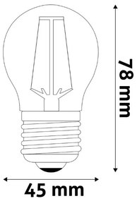 Prémiová retro LED žárovka E27 2,5W 250lm G45 teplá, filament, ekv. 25W, 3 roky