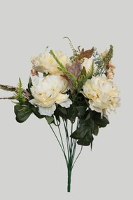 Krémová umělá kytice s růžemi 55cm