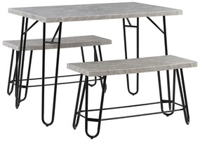 Jídelní set jídelní stůl a 2 lavice šedá s černým KEMPTON Beliani