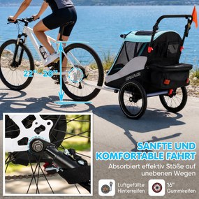 AIYAPLAY skládací dětský vozík 2 v 1 — cyklovozík a kočárek s 5bodovým pásem, odrazkami, koly 40,6 cm (16"), brzdou a úložným prostorem — pro děti od…