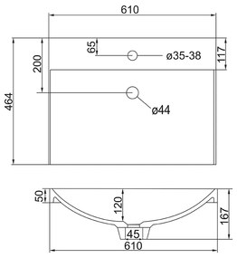 Mereo Mailo koupelnová skříňka s umyvadlem z litého mramoru 61 cm dub CN520M