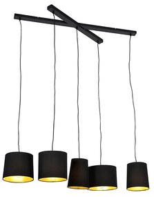 Venkovská závěsná lampa černá 5-světlo - Hermina