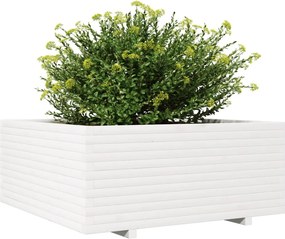 Zahradní truhlík bílý 110 x 110 x 49,5 cm masivní borovice 3282545