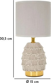 Béžová keramická stolní lampa s textilním stínidlem (výška 30,5 cm) Pigny – Mauro Ferretti