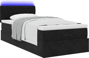 Osmanská postel s matrací &amp; LED černá 80x200cm samet 3312658