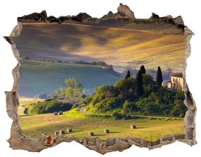 Wallmuralia Díra 3D ve zdi nálepka Toskánsko Itálie 95x64 cm