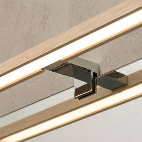 Brilagi-LED Koup osvět zrcad 3v1 WOODY MIRROR LED/12W/230V 60 cm IP44 chrom/dub