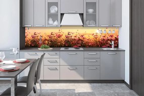 DIMEX | Fototapeta do kuchyně Květinové pole KI-260-130 | 260 x 60 cm | béžová, žlutá, růžová