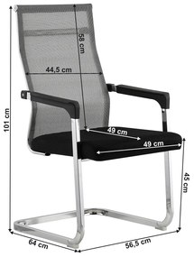 Konferenční židle RIMALA — síť, látka, šedá / černá Kondela