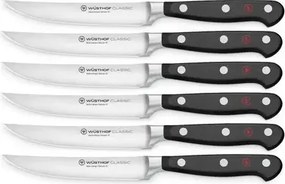 Wüsthof CLASSIC černá / Sada nožů na steak / 6 ks / Délka čepele 12 cm